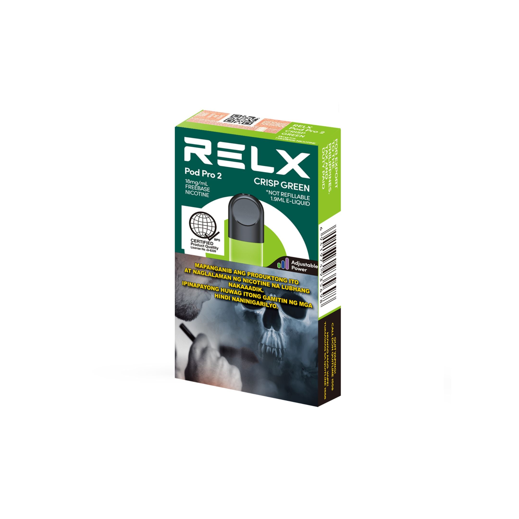 Shop RELX Pod Pro 2 Crisp Green 18mg/mL Nicotine | RELX Philippines